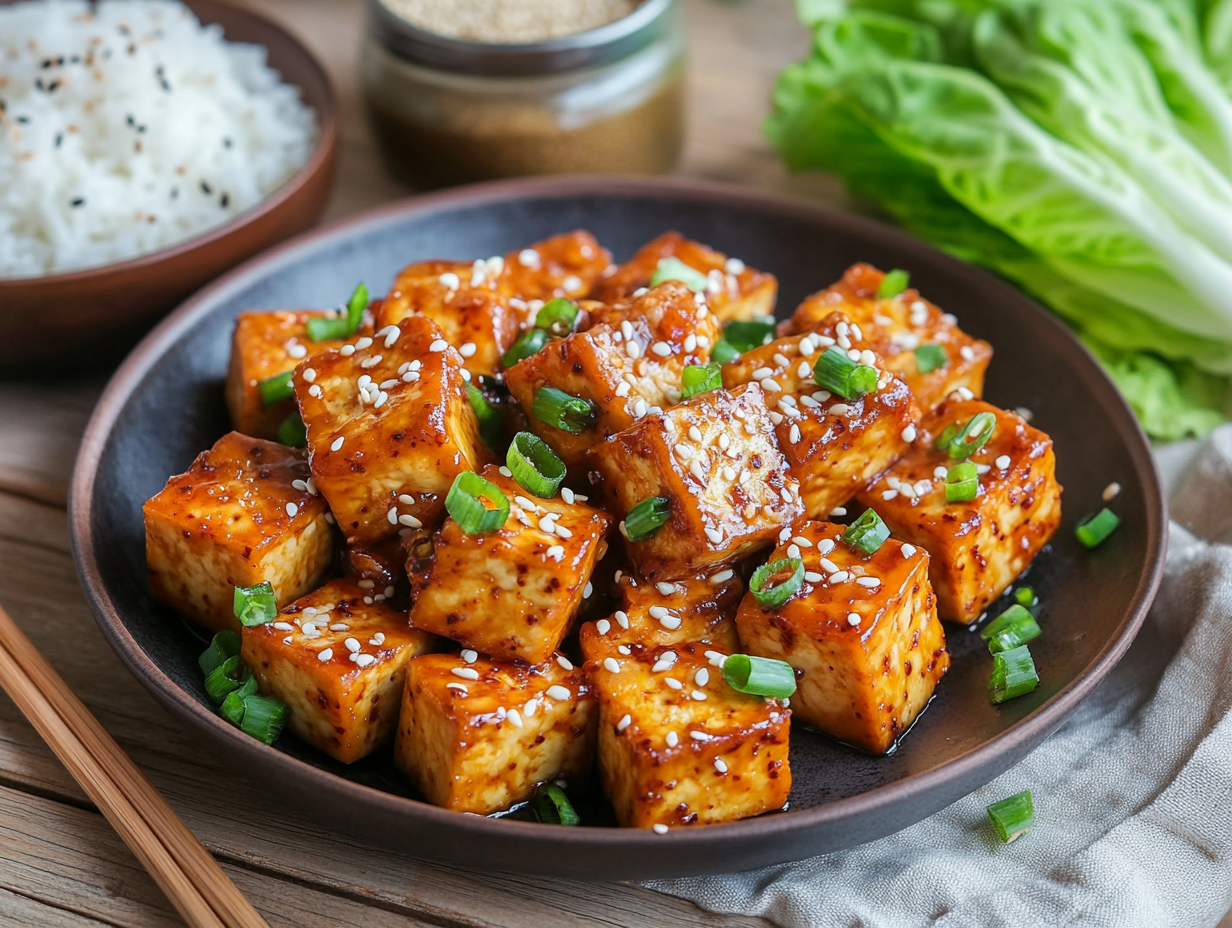 Crispy Korean Tofu with Sweet and Spicy Gochujang Glaze