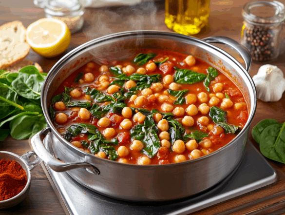 Mediterranean Chickpea and Spinach Stew with Bold Flavors